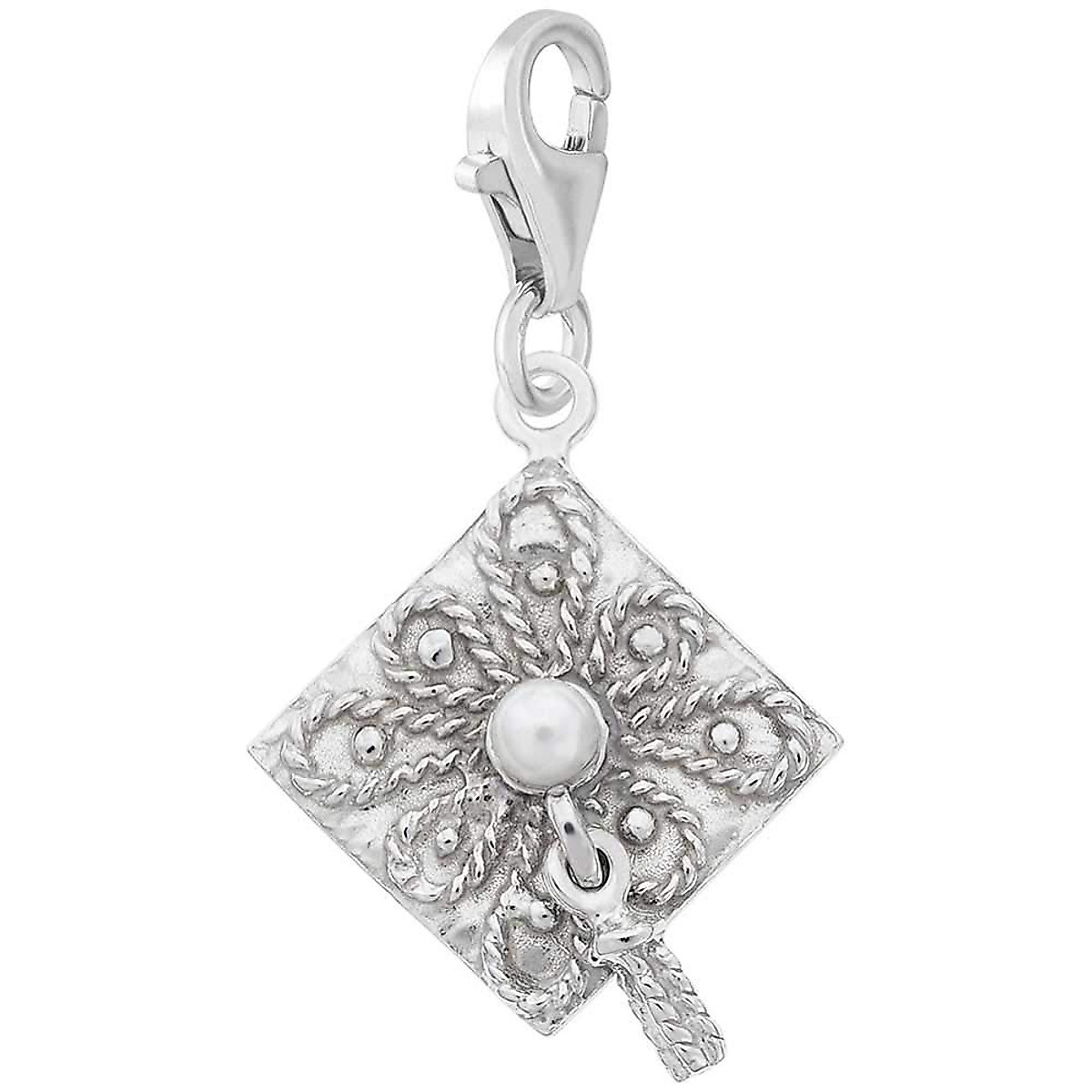 Rembrandt Charms Graduation Cap Charm with Lobster Clasp, Sterling Silver