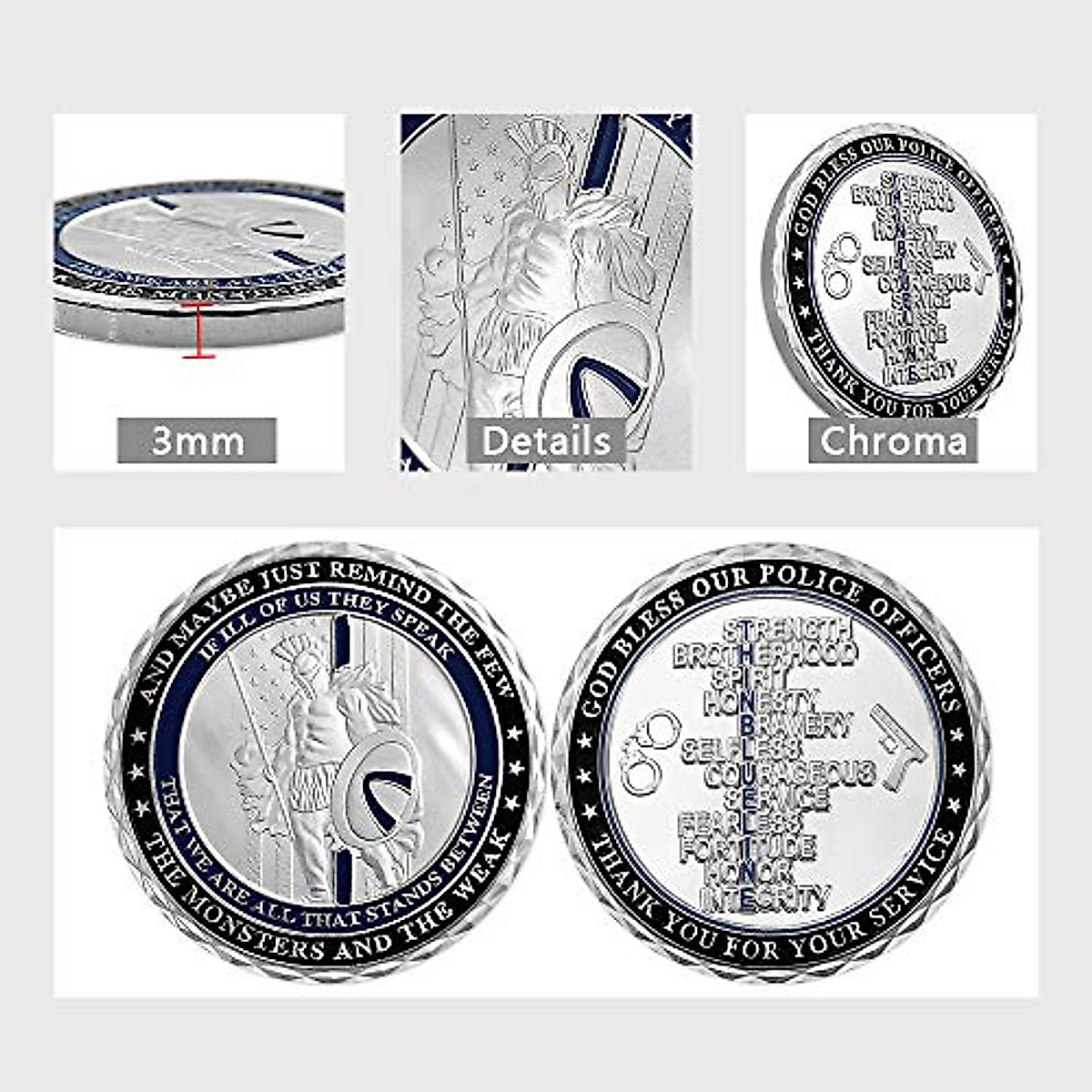 US Thin Blue Line Police Officers Spartan Warriors Challenge Coin Law Enforcement Souvenir Decoration Gift