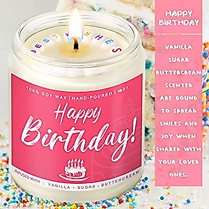 Happy Birthday Gifts for Women | Unique Gift for Best Friend | Soy Vanilla Sugar and Buttercream Candles Gift idea for Her Sister Mom Coworker Classmate Bestie Present 7 oz