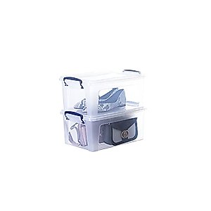 Superio Clear Storage Bin with Lid, Stackable Plastic Deep Storage Latch Box with Snap Lock Closure (9.5 Quart)