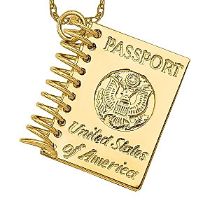 IceCarats 14K Yellow Gold Passport Necklace Charm Pendant Only