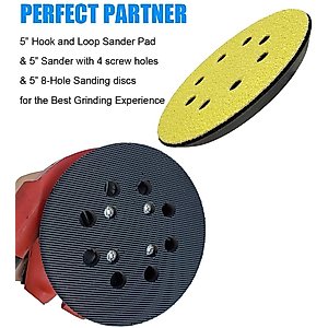 2 Pack 5 inch 8 Holes Sander Backing Pad, Hook and Loop, Replacement Pad for Random Orbit Sander