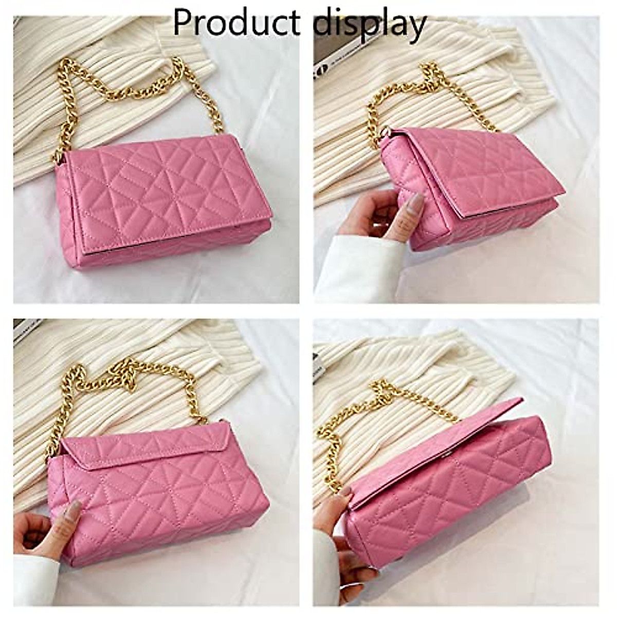 Ladies Shoulder Bag-Black Shoulder Bag Messenger Bag Lingge Chain Bag Small Square Bag Envelope Womens Bag-Suitable for Shopping Banquets, Etc.