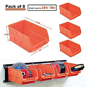 Wallmaster 8-Bin Storage Bins Garage Rack System 2-Tier Orange Tool Organizers Cube Baskets Wall Mount Organizations