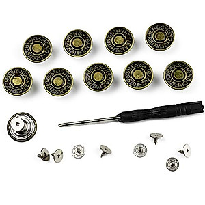 Jeans Buttons Replacement, Instant No Sew Buttons for Pants with Tool,17MM