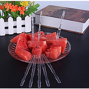 400Pcs Disposable Plastic Fruit Forks - Cocktail Sticks Plates Picks for Party Supplies Cake Snack Dessert Tasting Appetizer Forks Set (Clear)