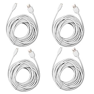Smays 4-Pack 25ft Security Camera Micro USB Extension Cable Compatible for Wyze Cam Pan, Blink Mini, YI Home Camera, White