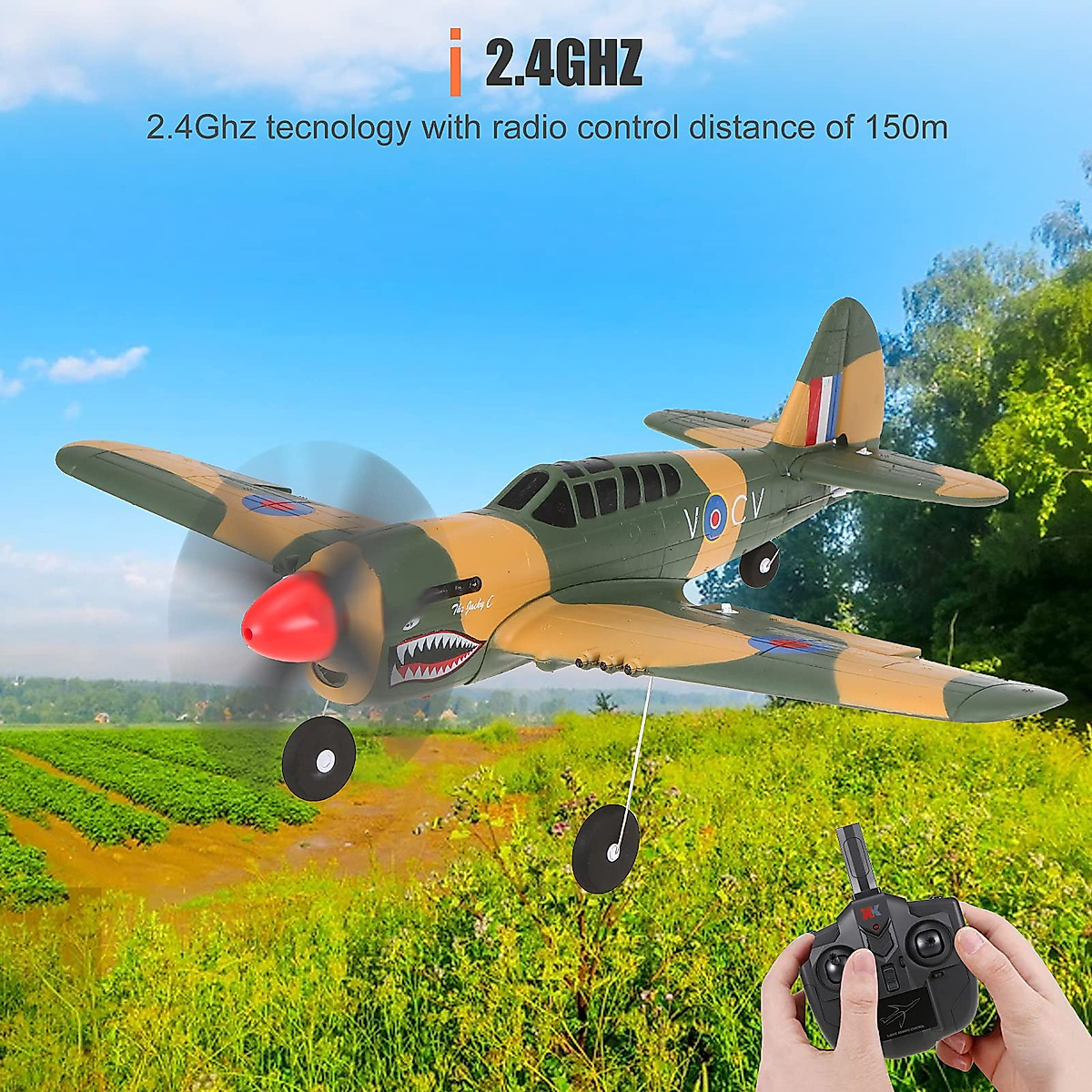 GoolRC RC Plane, WLtoys XK A220-P40 Remote Control Airplane, 2.4Ghz 4 Channel RC Aircraft Fighter with 6 Axis Gyro, 3D/6G Mode, Easy & Ready to Fly for Adults and Beginners
