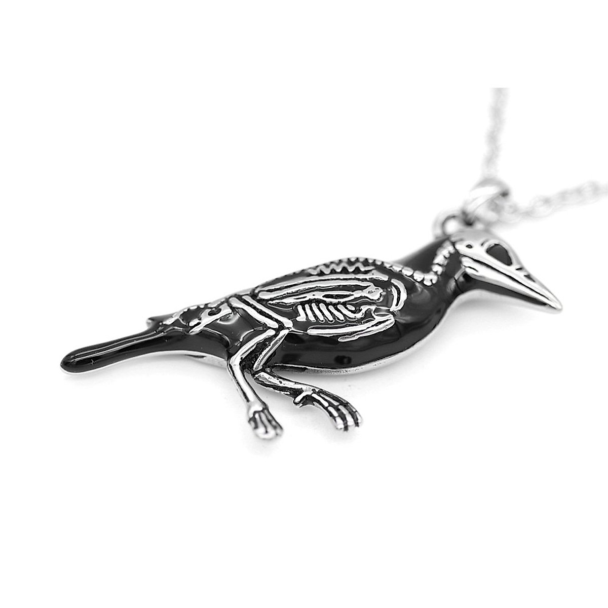 Controse Women's Silver-Toned Stainless Steel Rave N Bones Necklace with Pendant 28"