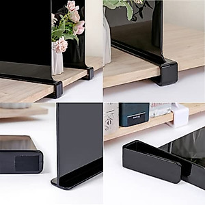 HAVIGET Acrylic Shelf Dividers for Closet Organization - Cabinet and Bookshelf Organizer for Shirt, Handbag, Sweater, Purse and Books - Plastic Separator in Kitchen, Bedroom, Garage (Black, 8 Packs)