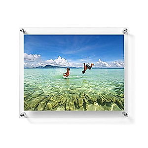Snow David 11x14 Floating Acrylic Picture Frame with Chrome Standoff Double Panel Wall Mount Photo Frame for Picture Up to inches (11x14)