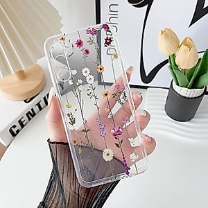 ZTOFERA Floral Case for Samsung Galaxy A34 5G,Clear Cute Flower Pattern Case for Girls Women,Flexible Silicone Protective Slim Shockproof Bumper Phone Cover for Samsung Galaxy A34 5G,Clear