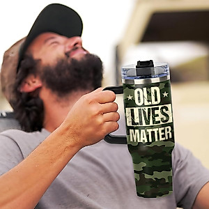Limima Gifts for Old Men, Old Lives Matter 40 oz Tumbler, Birthday - Retirement - Christmas Gift for Old People, Gift for Grandpa - Him - Dad - Husband,60th - 70th - 80th - 90th Birthday Old Man Gift