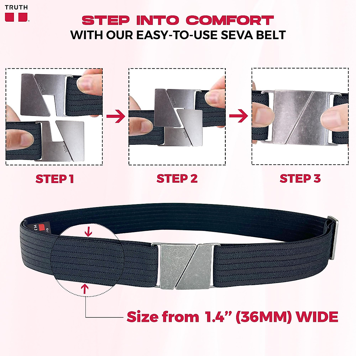 Truth Belts for Women - Adjustable Stretch Belt for Natural Fit - No Show Women Belt for Jeans, Pants, and Plus Sizes