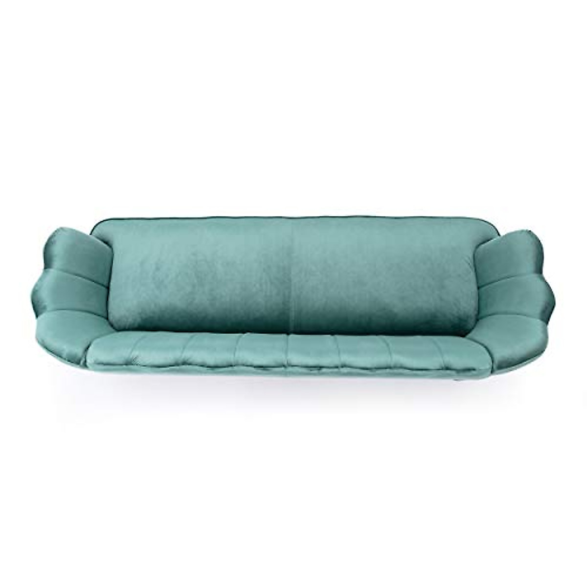 Christopher Knight Home Reitz Channel Stitch 3 Seater Shell Sofa - Velvet - Turquoise/Gold