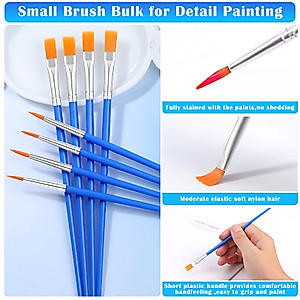 Small Paint Brushes Bulk, Anezus 50 Pcs Flat Tip Round Acrylic Paint Brushes for Kids Classroom Acrylic Watercolor Canvas Face Painting Touch Up