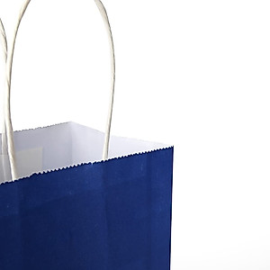 50 Pack 5.25x3.25x8.25 inch Small Paper Bags with Handles Bulk, Oikss Kraft Bags Birthday Wedding Party Favors Grocery Retail Shopping Business Goody Craft Gift Bags Cub Sacks (Royal Blue 50PCS Count)