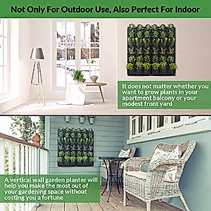 HilarityMax 36 Pocket Vertical Planter with Gloves and Guide for Indoor and Outdoor Gardening, Breathable Felt Grow Bag for Herbs, Vegetables, Flowers, Succulents, and Plants, Patio Wall Decor