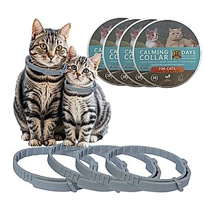 Cat Calming Collar for Cats Pheromones Anxiety Relief Calming Collar Cat Relaxer 4Pack, 60 Days of Calming Each Collar, Adjustable Size for All Cats for Travel (Grey)