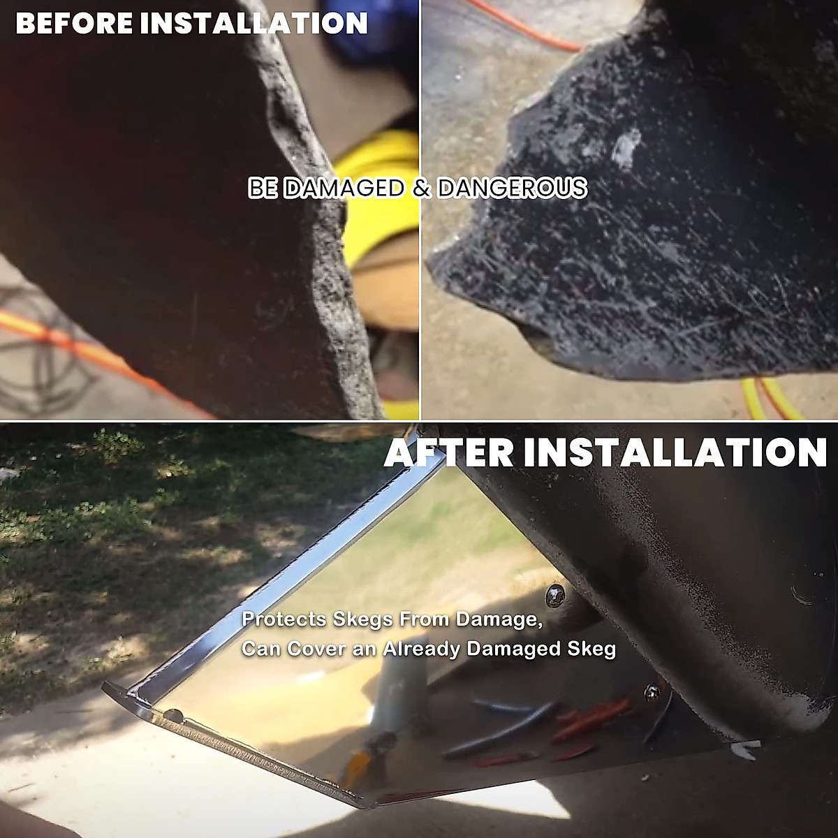 sevencow 27341 Skeg Guard for Mercury Mariner 40HP-50HP-60HP 2 & 4 Stroke 2003-Present & Evinrude Johnson 40HP 50HP 4 Stroke 1999-2003 Marine-Grade Stainless Steel Safe-Skeg