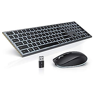 Backlit Wireless Keyboard and Mouse for Mac- seenda Rechargeable Silent Full Size Cordless Keyboard and Mouse Combo, Compatible with Mac OS, Windows 7/8/10, MacBook air/pro, Laptop (Black)