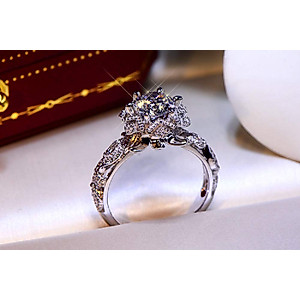 CTDFJRYFF 18K white gold plated hollow flower full diamonds set with 1 carat imitation diamond fashion engagement diamond ring, the best jewelry gift for women (6)