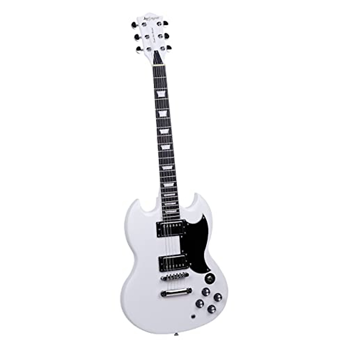 Leo Jaymz 39 Inch Double Cut Solid Body Electric Guitar - Poplar Wood Body，Maple Neck and Composite Ebony Fretboard (DC White)