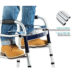 OasisSpace Compact Folding Walker, with Trigger Release and 5 Inches Wheels for The Seniors [Accessories Included] Narrow Lightweight Supports up to 350 lb