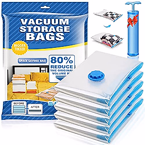 LEPAYU Vacuum Storage Bags Space Saver Bags with Hand-pump Travel Storage Bag for Bedding,Pillows,Towel,Clothes(5 pack 16 * 24 in)