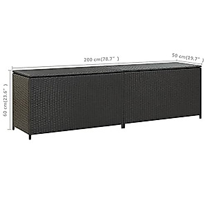 YEZIYIYFOB 160 gal Outdoor Storage Box Large Deck Box Taupe Black Rattan Patio Storage Box Garden Storage Suncast Chest Container Poly Cabinet for Lawn Backyard 78.7"x19.6"x23.6" Black NOT WATERPROOF