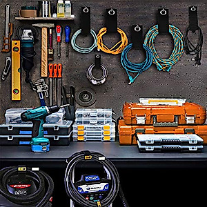 SMARTOLOGY Garage Wall Hooks Set with 9 Pack Cord Storage Straps