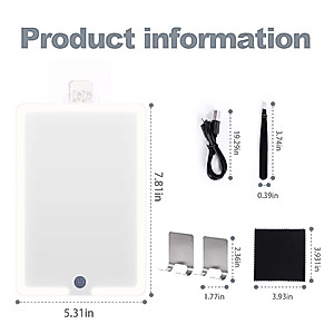 Jadazror Home Mirror, Heated Shower Mirror for Shaving with Light (7.8x5.3in), Fogless Shower Mirror, Wall Mount, 2 Razor Holders