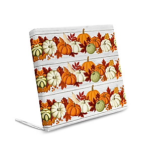 Outdoor Chair Seat Covers, Thanksgiving Day Waterproof Cushion Cover Sectional Autumn Pumpkins Maple Leaf Furniture Protector Slipcovers for Dining Room Chairs 2Pack 20x18In Retro Wood Board