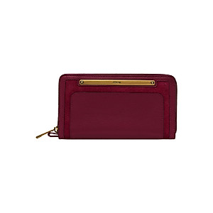 Fossil Women's Liza Eco Leather Wallet Zip Around Clutch with Wristlet Strap, Raspberry (Model: SL6472653)
