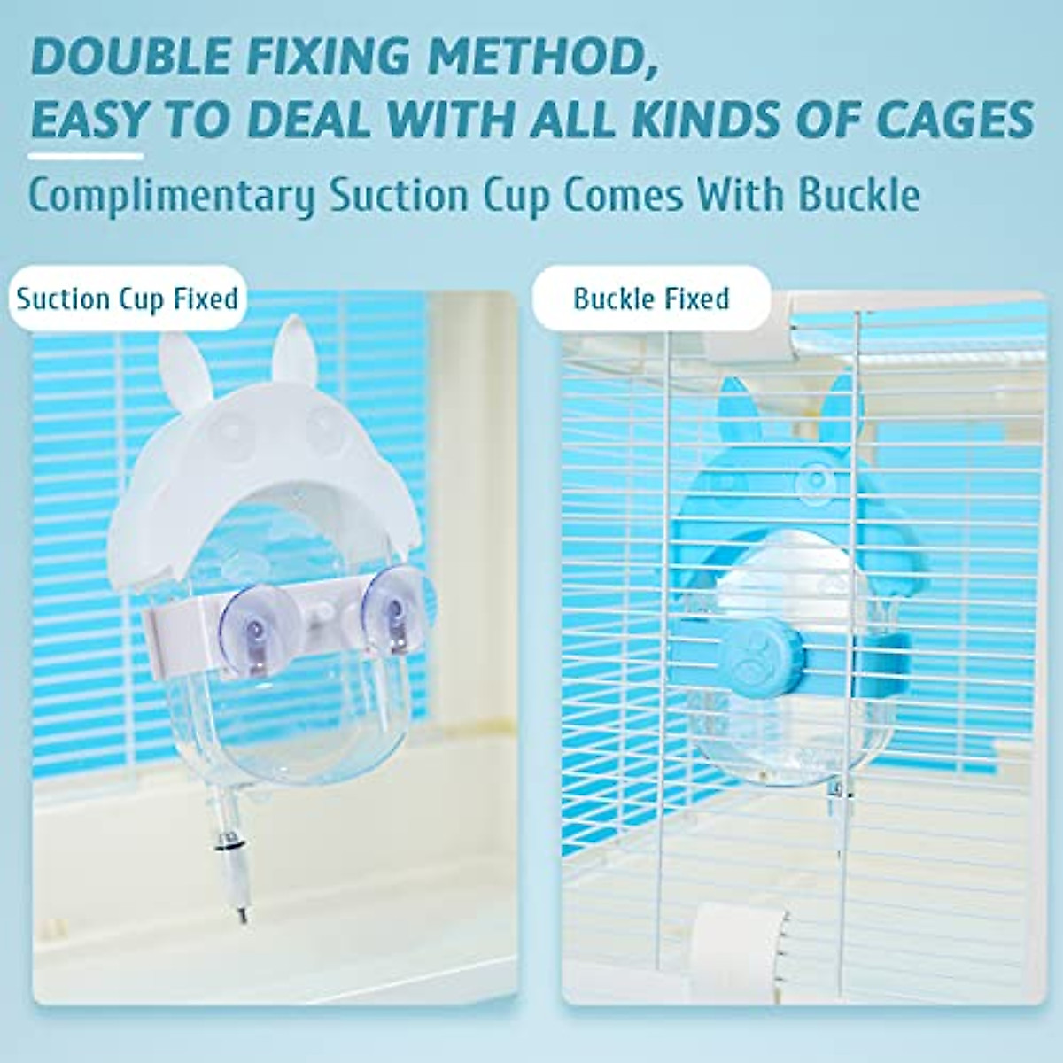 BNOSDM Guinea Pig Water Bottle No Drip Small Animal Water Bottle Feeder No Leak Hanging Water Dispenser for Guinea Pig Hamster Rabbit Bunny Chinchiclla Ferret Hedgehog (Blue 11.84OZ)