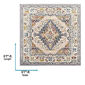 Artistic Weavers Anja Oriental Medallion Area Rug,6'7" Square,Grey