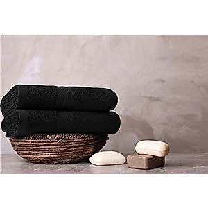 Avalon Towels Bath Towels for Bathroom 100% Cotton Black Bathroom Towels Pack of 6 (22x44 inches) - Quick Drying Bath Towels Set Small, Light Weight & Absorbent Perfect Gym & Pool Towel Set