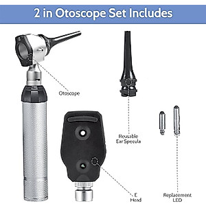Zniry Veterinary Otoscope Opthalmoscope LED ENT Diagnostic Set, with Diagnostic Premium Instruments Vet Otoscope Set, Otoscope for Dogs, Pet Otoscope