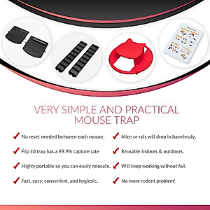 Double Flip & Double Slide get Double The Catch - Safe & Sanitary Kill or No Kill- Bucket Mouse Trap for 5 Gallon Bucket Lid - Mouse Trap Bucket Lid Mice Trap - Humane Rat Trap Bucket