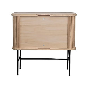 Bloomingville, Natural Wood and Metal Cabinet with Sliding Doors and 3 Storage Compartments, Black