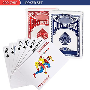 LUOBAO 200Pcs Poker Chips Set for Texas Holdem,Blackjack, Tournaments with Aluminum Case,2 Decks of Cards, Dealer, Small Blind, Big Blind Buttons and 5 Dice,11.5 Gram