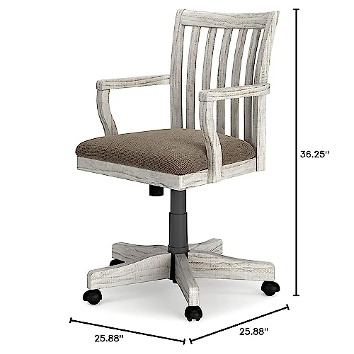Signature Design by Ashley Havalance Casual Home Office Adjustable Desk Chair with Swivel, Whitewash & Brown