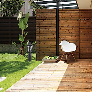 GRUENLICH Outdoor Post Lighting Fixture Pole Lantern, E26 Medium Base Max 60W, Aluminum Housing Plus Glass, Bulb Not Included, Black Finish, 1 Pack