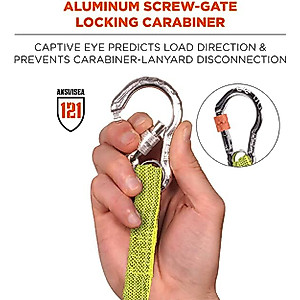 Ergodyne - 19002 Squids 3100 Tool Lanyard with Single Carabiner and Adjustable Loop End, Standard Length, Black