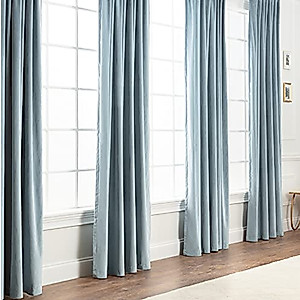 Chanasya Solid Velvet Curtains - Classy and Solid Drapes for Living Room or Bedroom - 52" x 84" - Slate Blue, 2 Panels