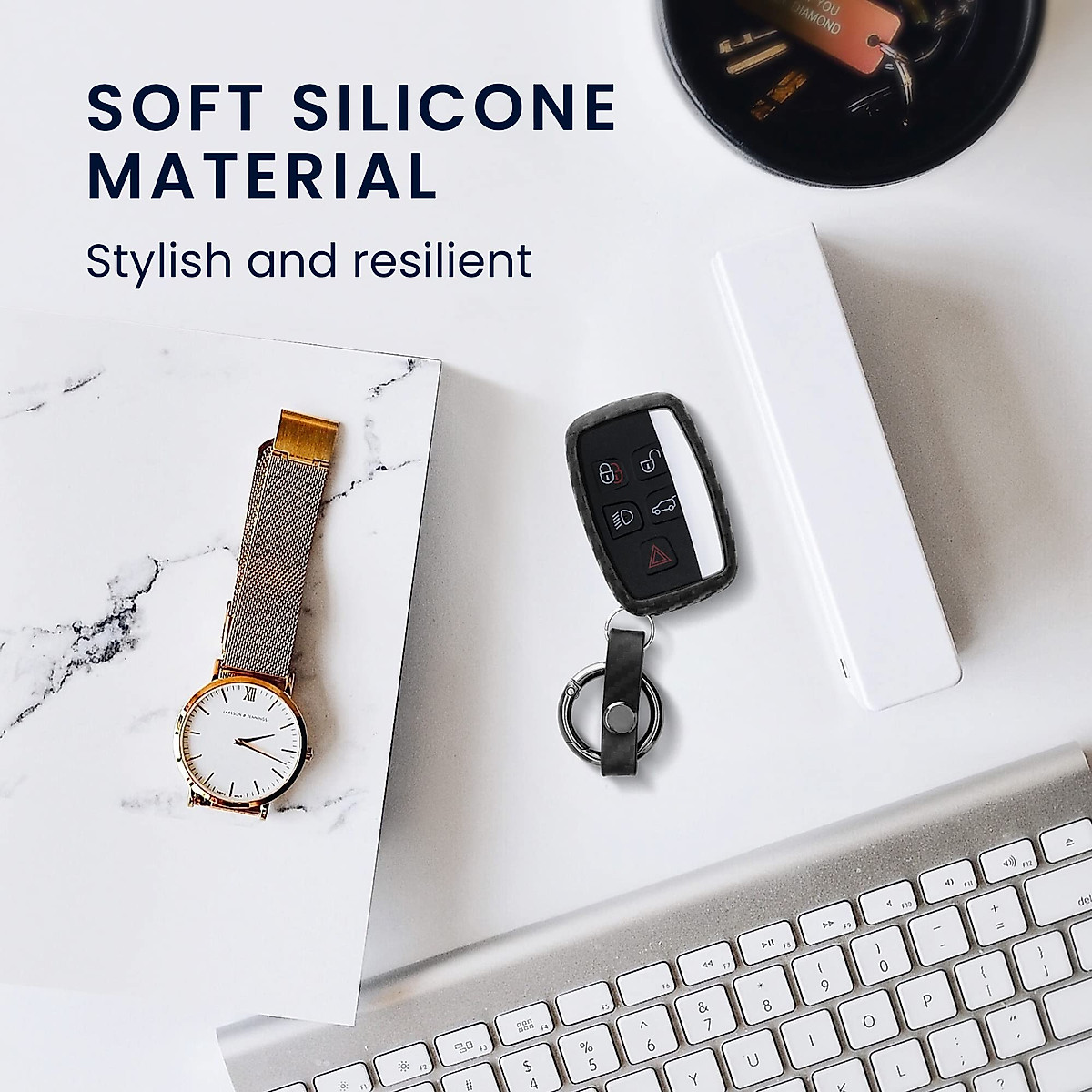 kwmobile Silicone Key Fob Cover Compatible with Land Rover Jaguar 5-Button Remote Car Key