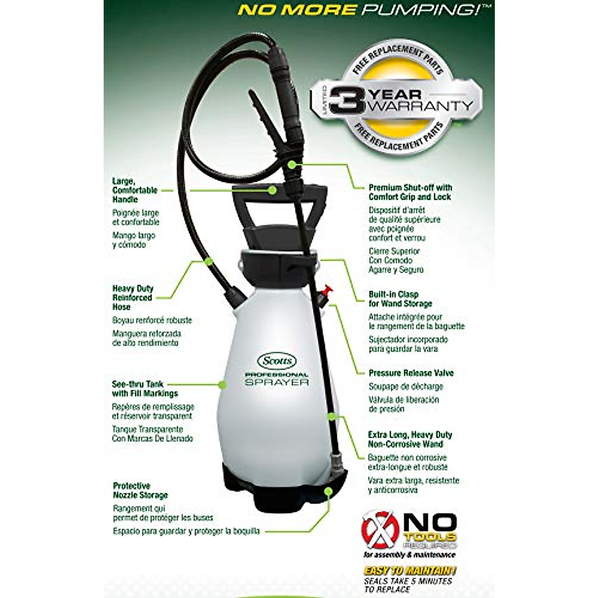 Scotts 190567 Lithium-Ion Battery Powered Pump Zero Technology Sprayer, 2-Gallon