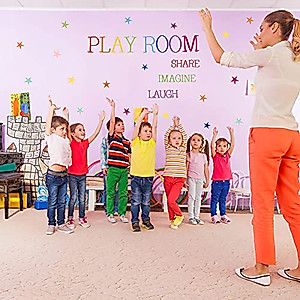Playroom Wall Decor Kids Playroom Wall Decals Share Imagine Laugh DIY Wall Stickers for Nursery Playroom Decoration (Crazy Orange)