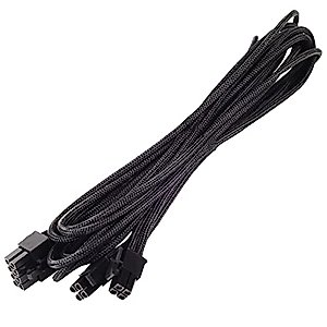 SilverStone Technology PP06 Black Sleeved PSU Cable for One EPS/ATX 12V 8-pin Adapter 550mm Long, SST-PP06B-EPS55