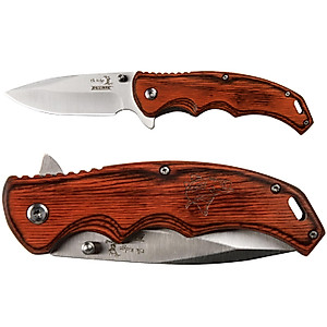 NDZ Performance Elk Ridge ERA004 3.5" Spring Assisted Flipper Folding Knife, Hunting Pocket Knife with Clip, Laser Engraved - Bass Fish